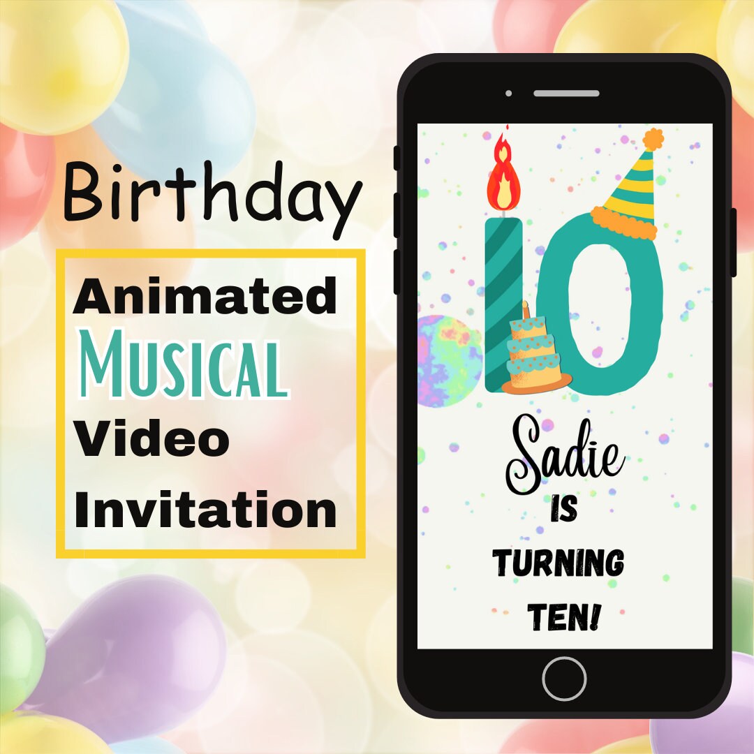 Unique Digital Birthday Party Invitation Featuring a Fun Animated ...