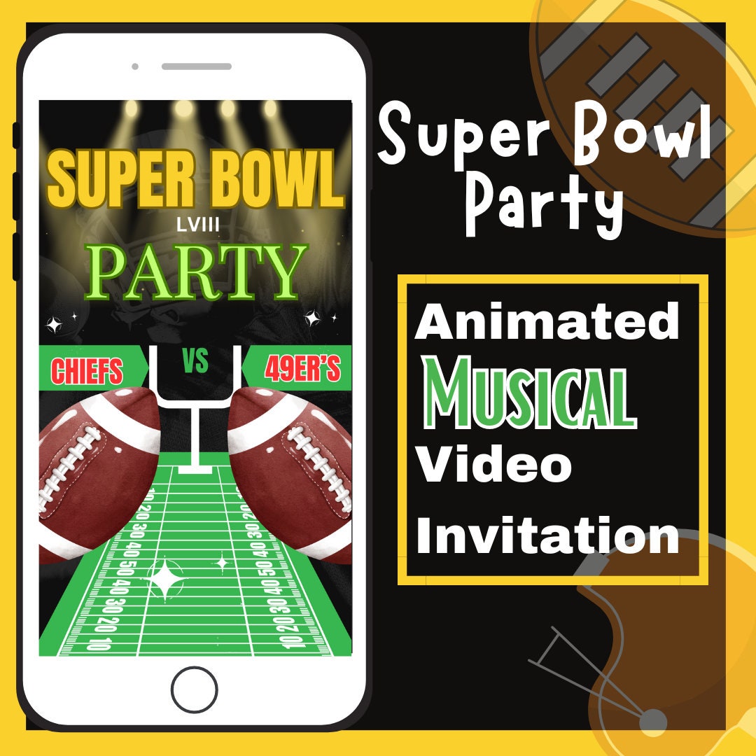 Digital Super Bowl Party Invitation - Fun Animated Video & Music ...