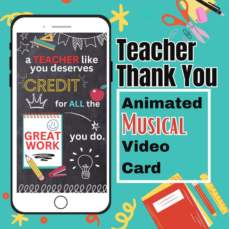 Digital Teacher Thank You Greeting Card - Animated Musical Video ...