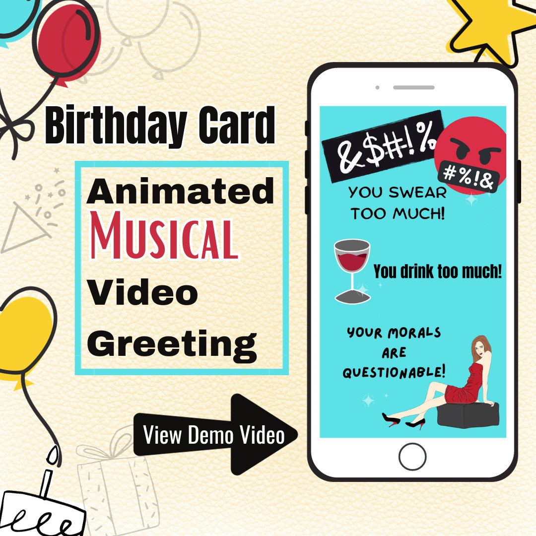 Funny Adult Birthday Card - Animated Musical Video Greeting - Editable ...