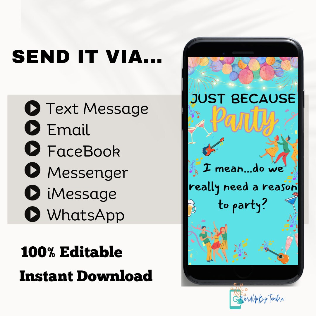 Animated Musical 'just Because' Party Video Invitation (digital Evite ...