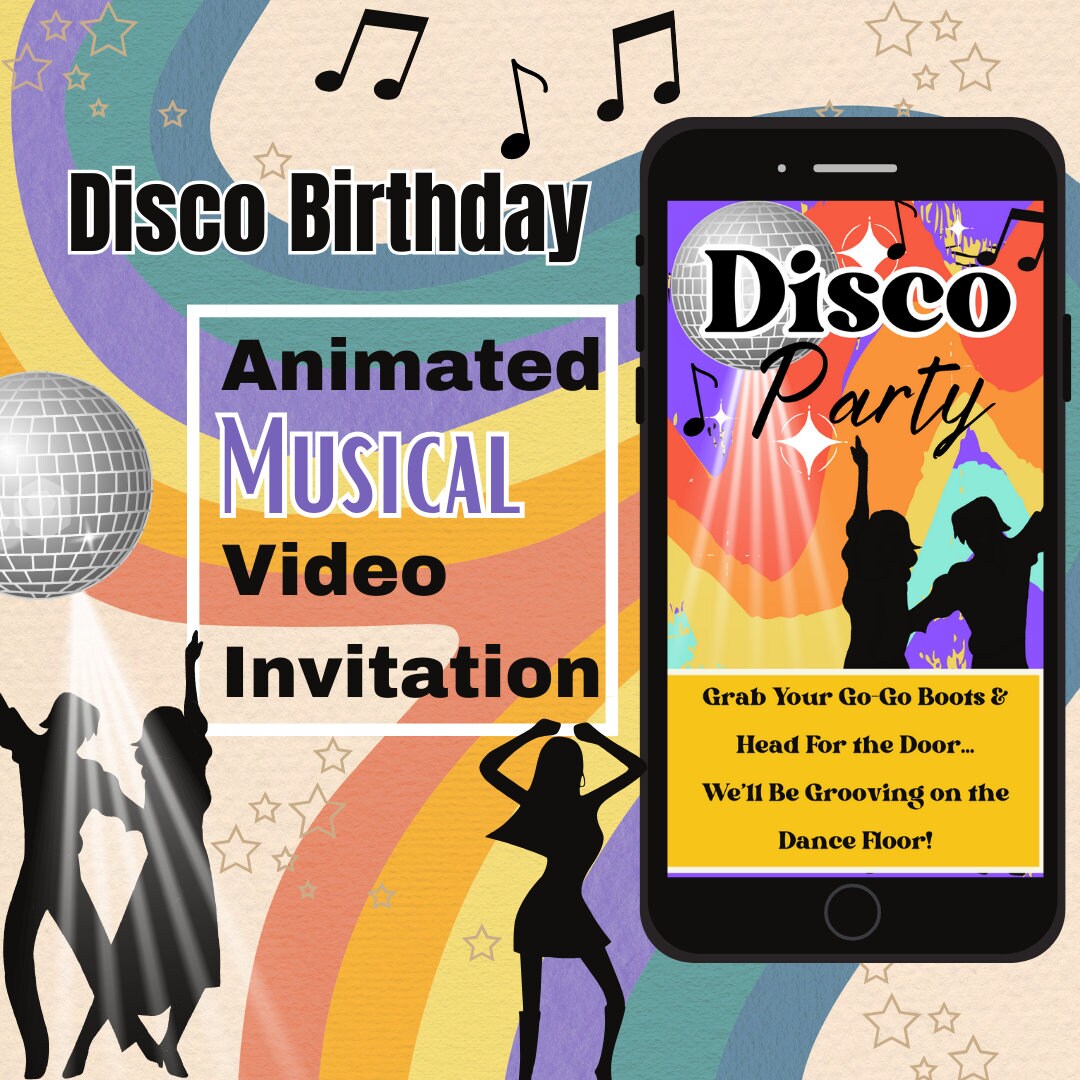 Disco Birthday Party Invitation - for Kids, Girls, Teens, Tweens or ...