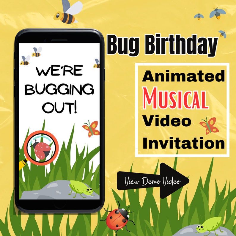Bug Birthday Party Invitation - Digital Evite - Personalized Invite ...