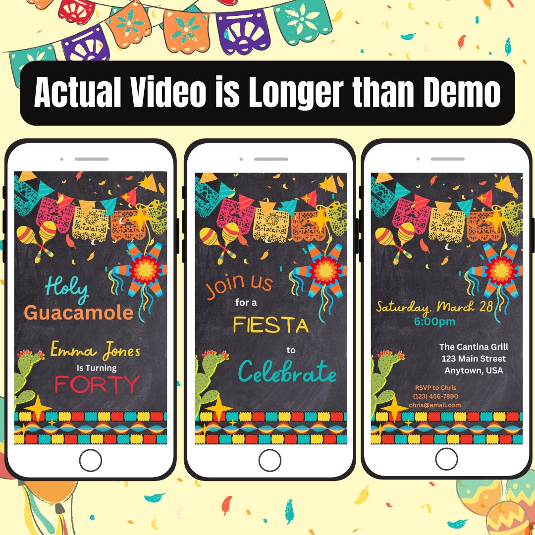 Fiesta Birthday Animated Video Invitation: Editable Musical Template ...