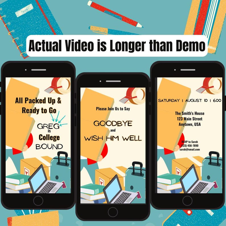 College Bound Party Invitation - Personalized Invite for Farewell Party ...