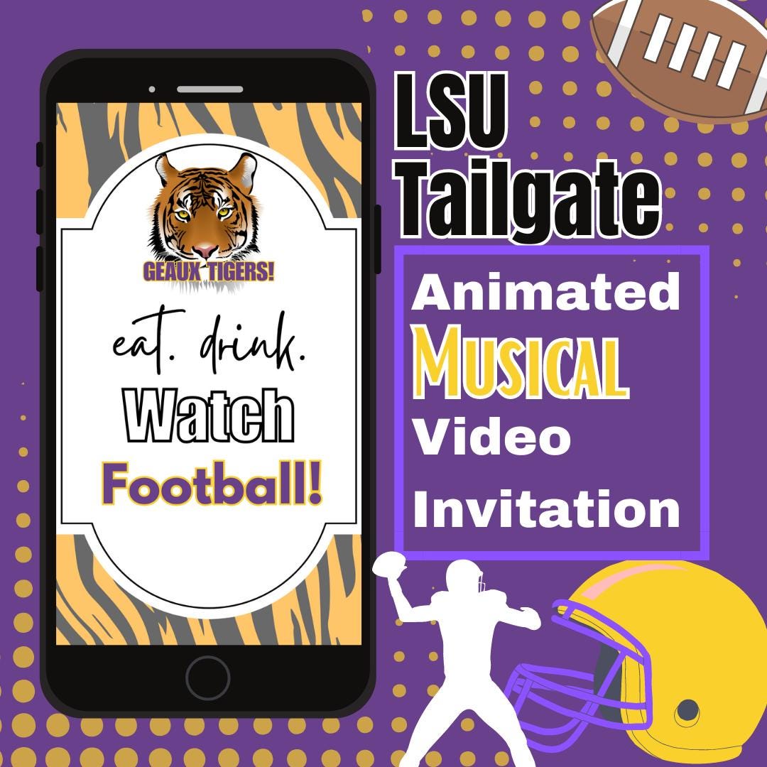 LSU Tailgate Party Invitation: Animated Musical Evite (digital Download ...