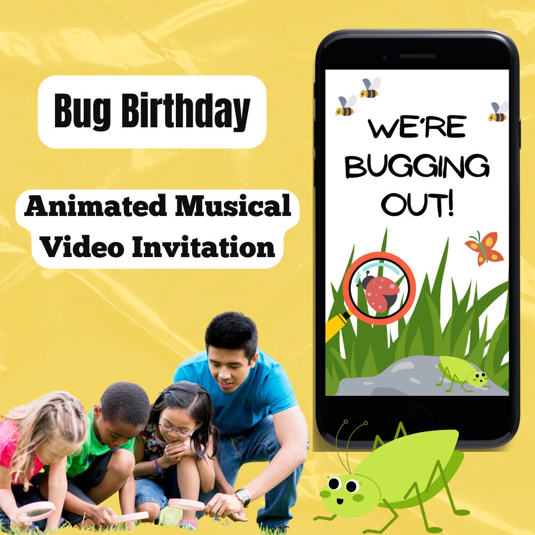 Buzzing Bug Birthday Video Invitation Fun & Animated With Music ...
