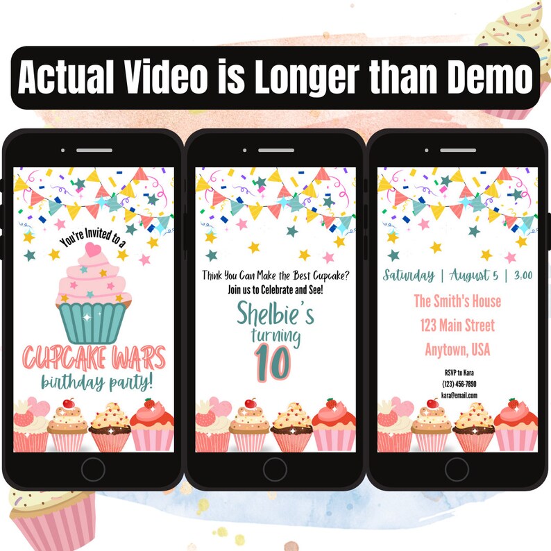 Cupcake Wars Birthday Party Invitation - Editable Template - Digital ...