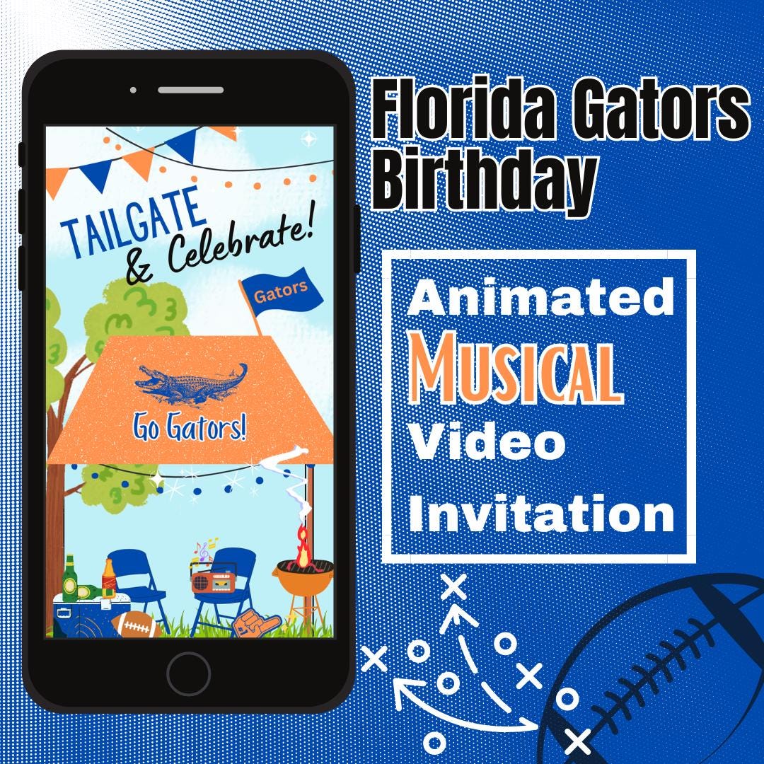 Florida Gators Birthday Animated Video Invitation: Tailgate Party ...