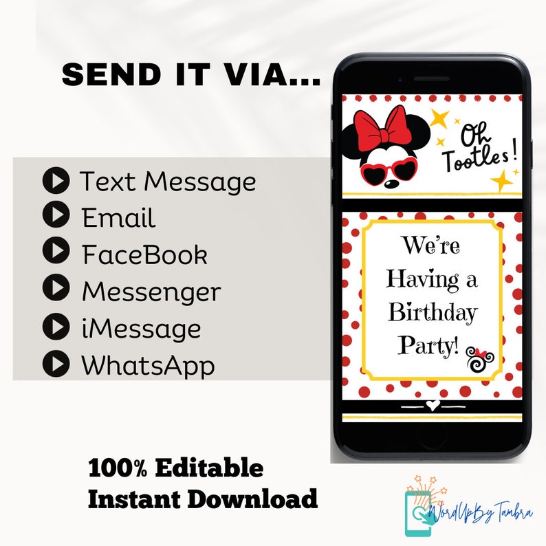 Minnie Birthday Party Invitation - Editable Template - Oh Tootles ...