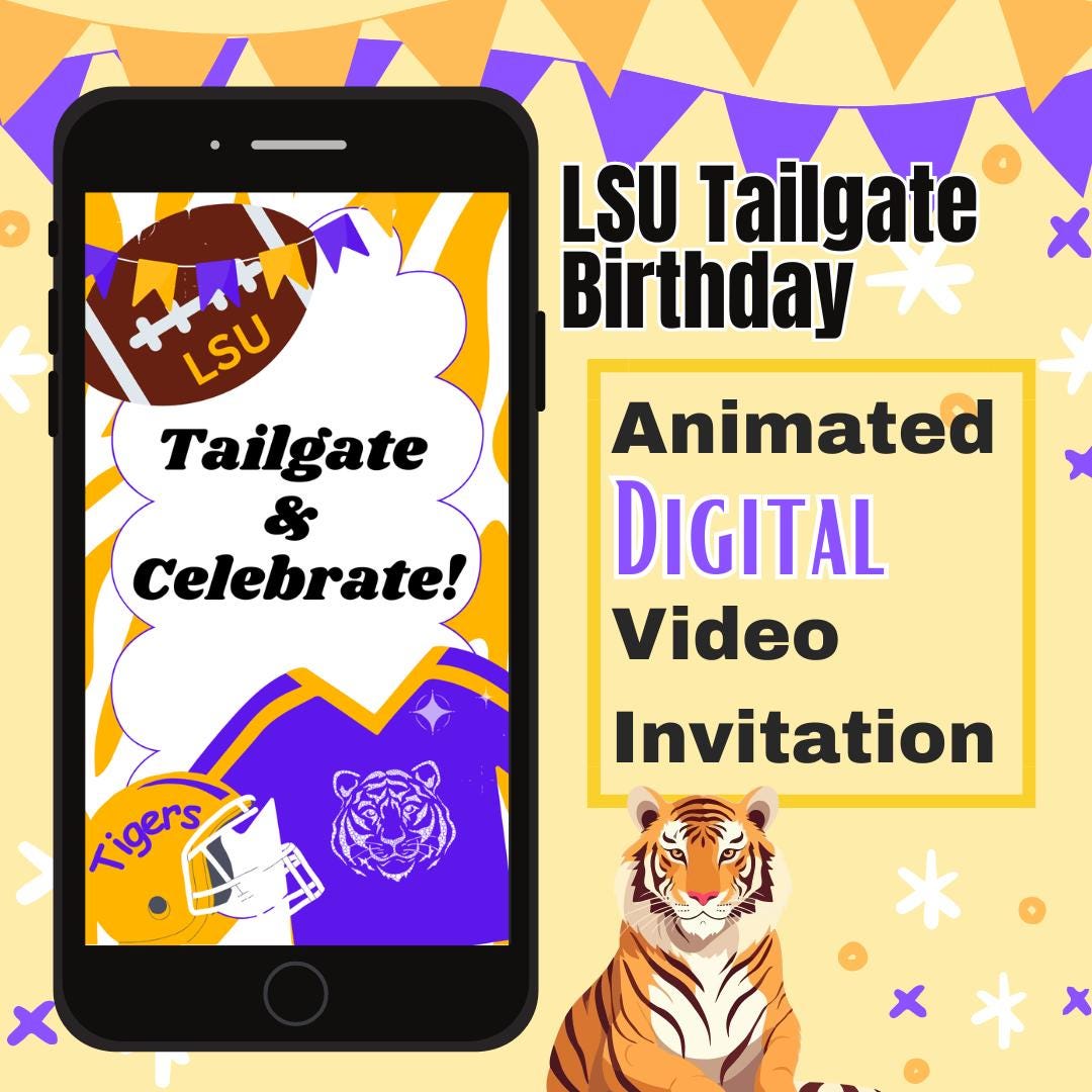 LSU Birthday Party Invitation - Personalized Invite - Editable Template ...