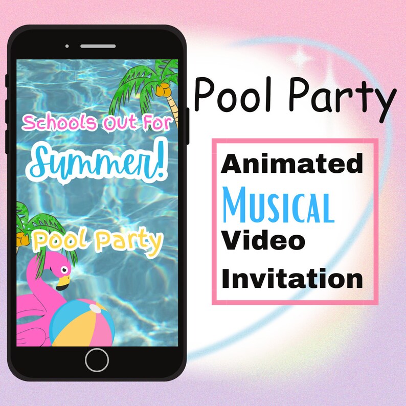 End of School Pool Party Invitation - Digital Schools Out for Summer ...