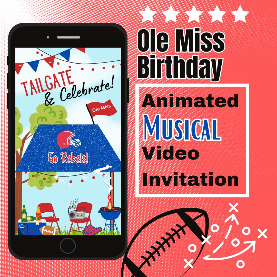Ole Miss Birthday Party Invitation - Personalized Invite for Rebel Fans ...