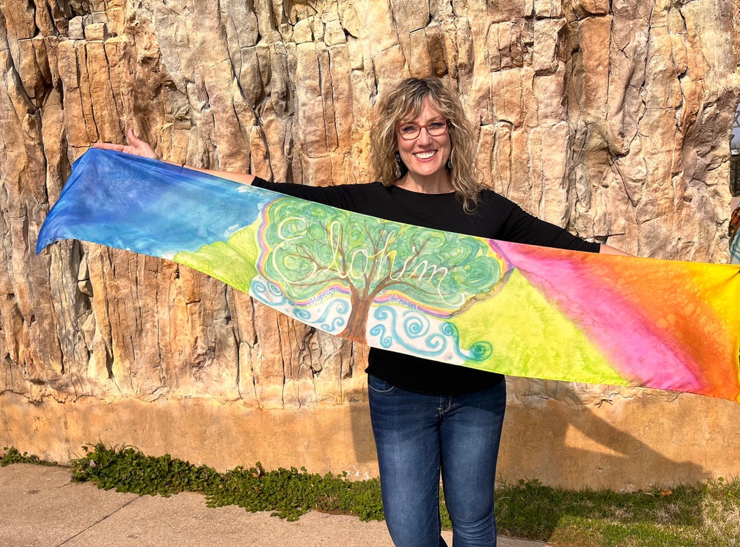 Elohim - Mighty Creator Hand Painted Silk Scarf Worship Dance Flag ...
