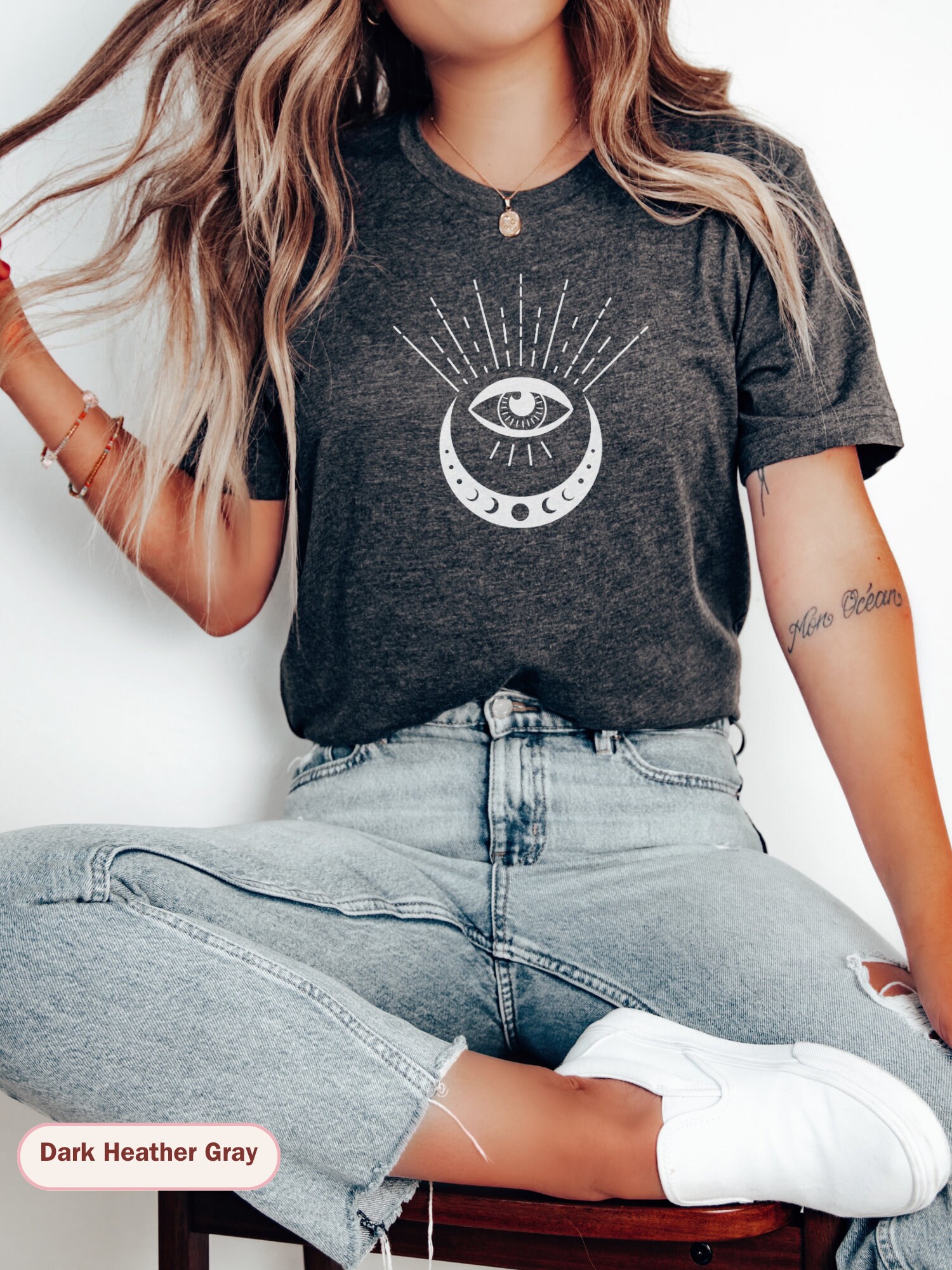 All Seeing Eye Illuminati Eye Moon Phase Shirt, Trendy Boho Moon Tee ...