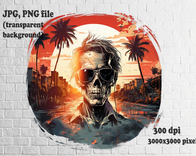Beach Png, Skull Png, Horror Png, Summer Vibes Png, Sunshine Png, Scary ...