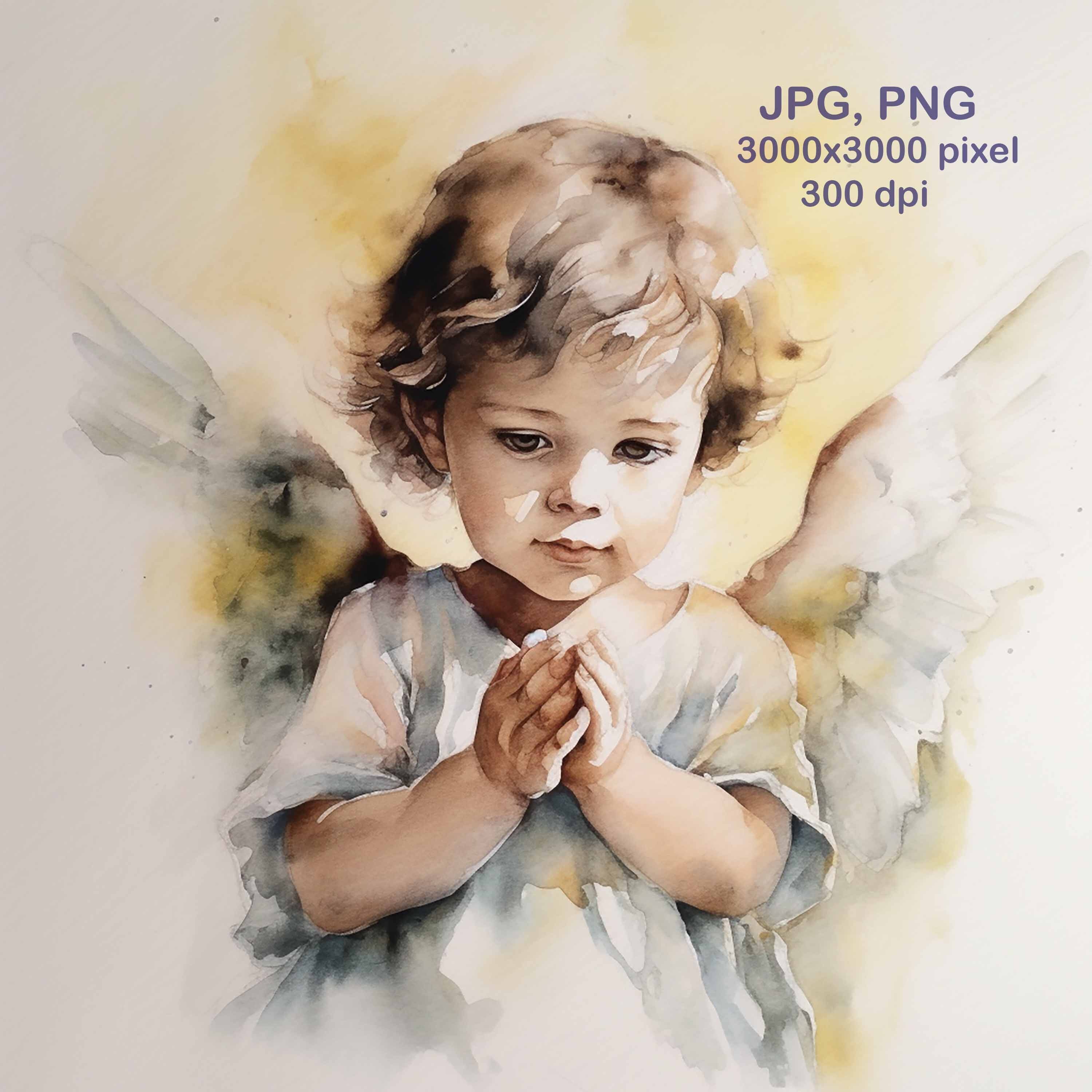Angel Watercolor, Clipart Png, JPG, Angel, Little Angel Baptism Gift ...