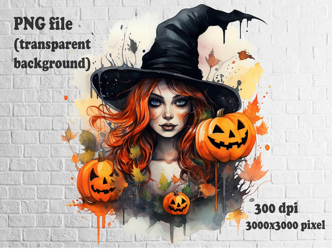Halloween Png, Witch Clipart, Scary Watercolor Clipart, Witches ...