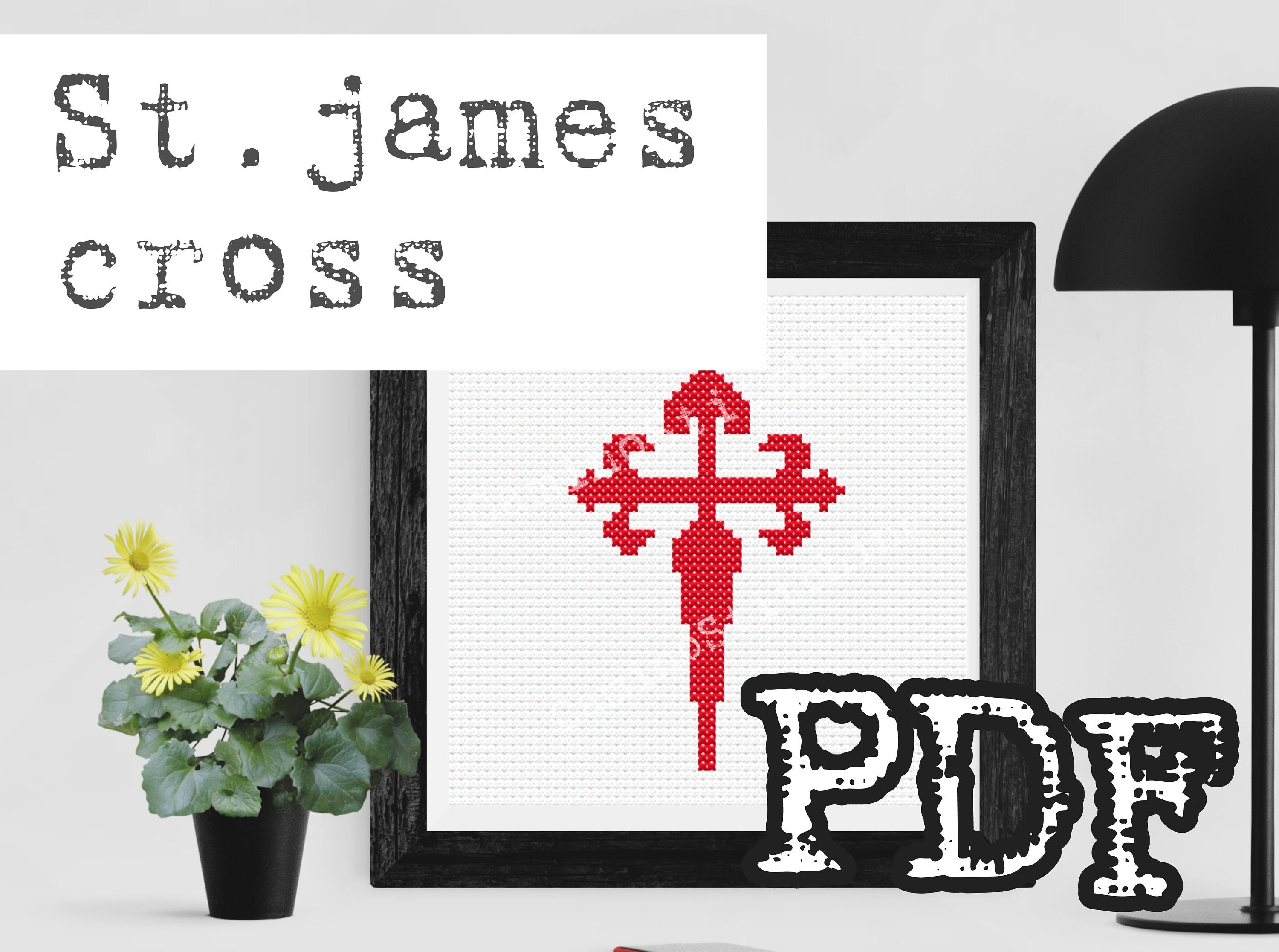 Cross Stitch St. James Cross Embrodery Camino Cross - Etsy