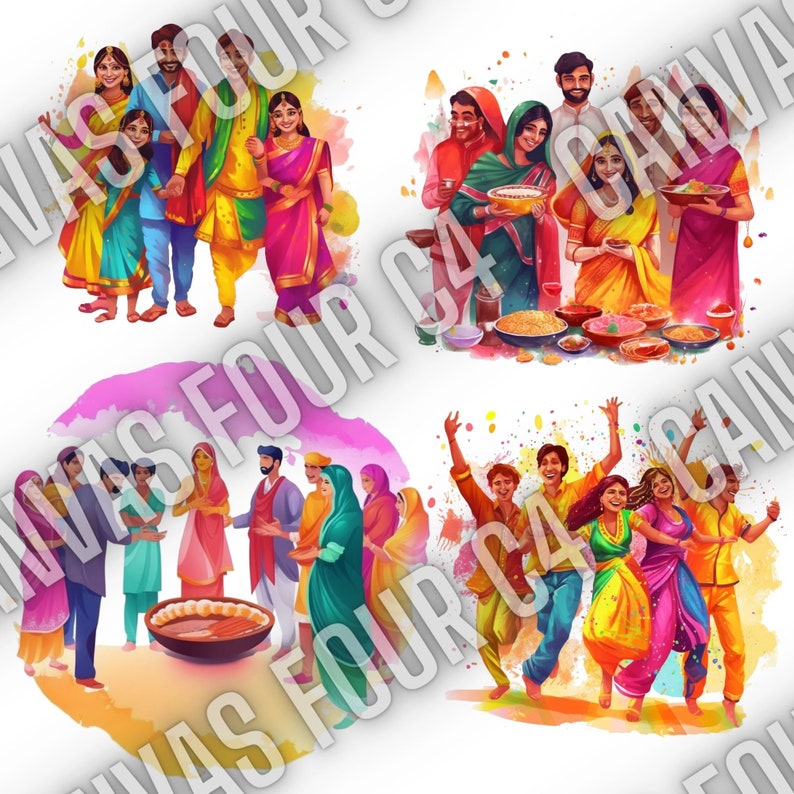 Indian Festival Clipart, Holi Festival, Set of 10 - Etsy