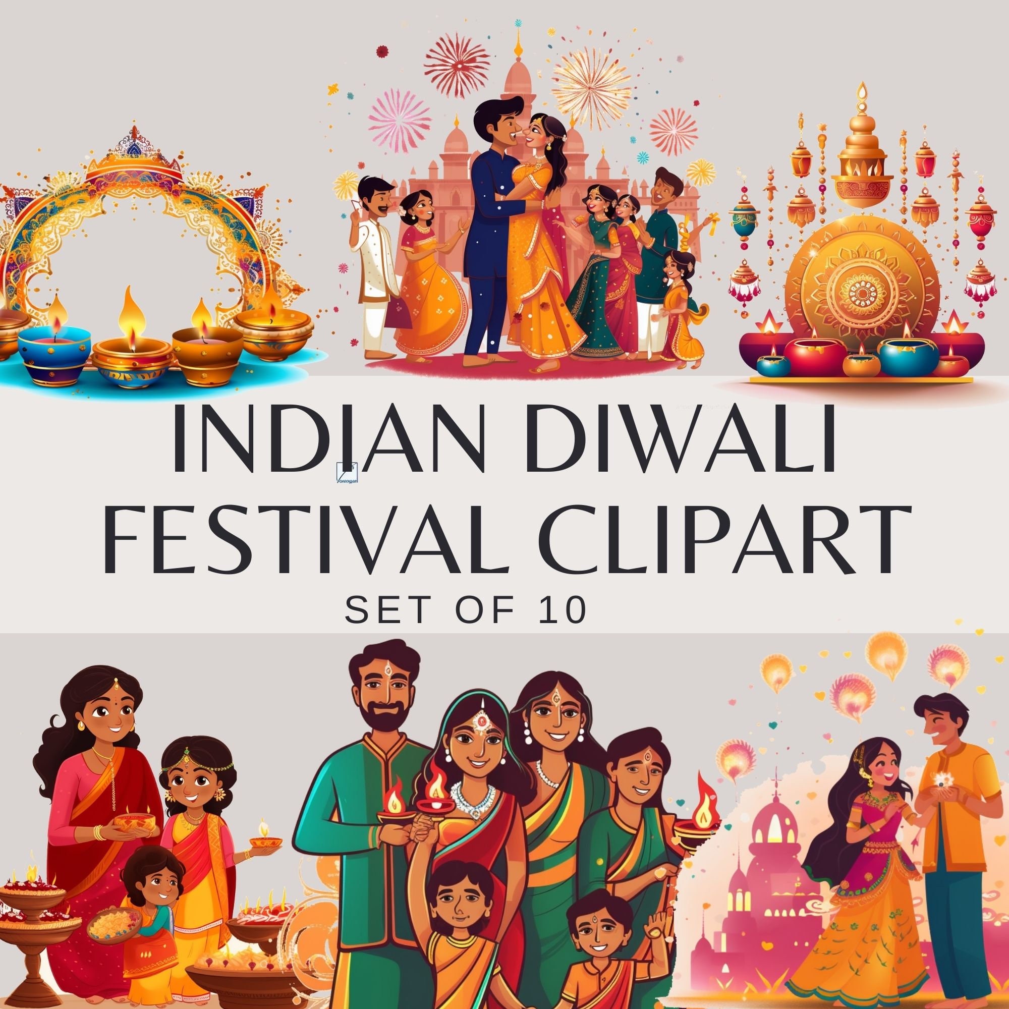 Indian Festival Clipart, Diwali Festival, Set of 10 - Etsy