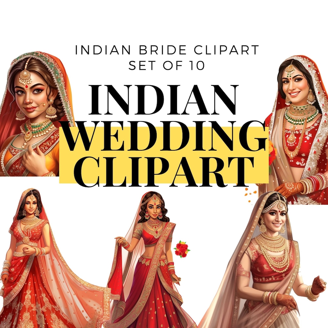 INDIAN WEDDING CLIPART, Bride Clipart, Set of 10. - Etsy
