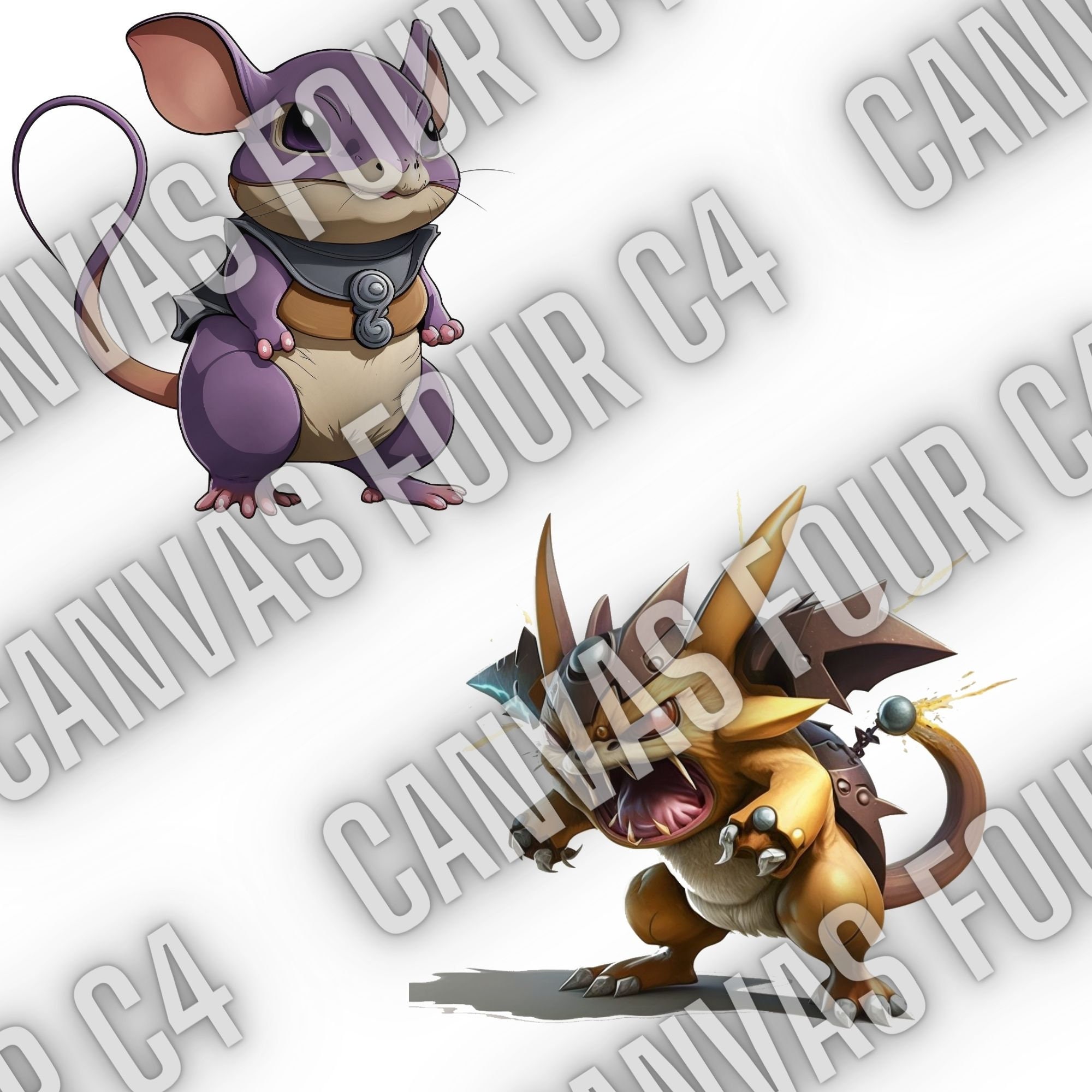 Pokemon Clipart, Set of 2, Rattata, Raticate. - Etsy