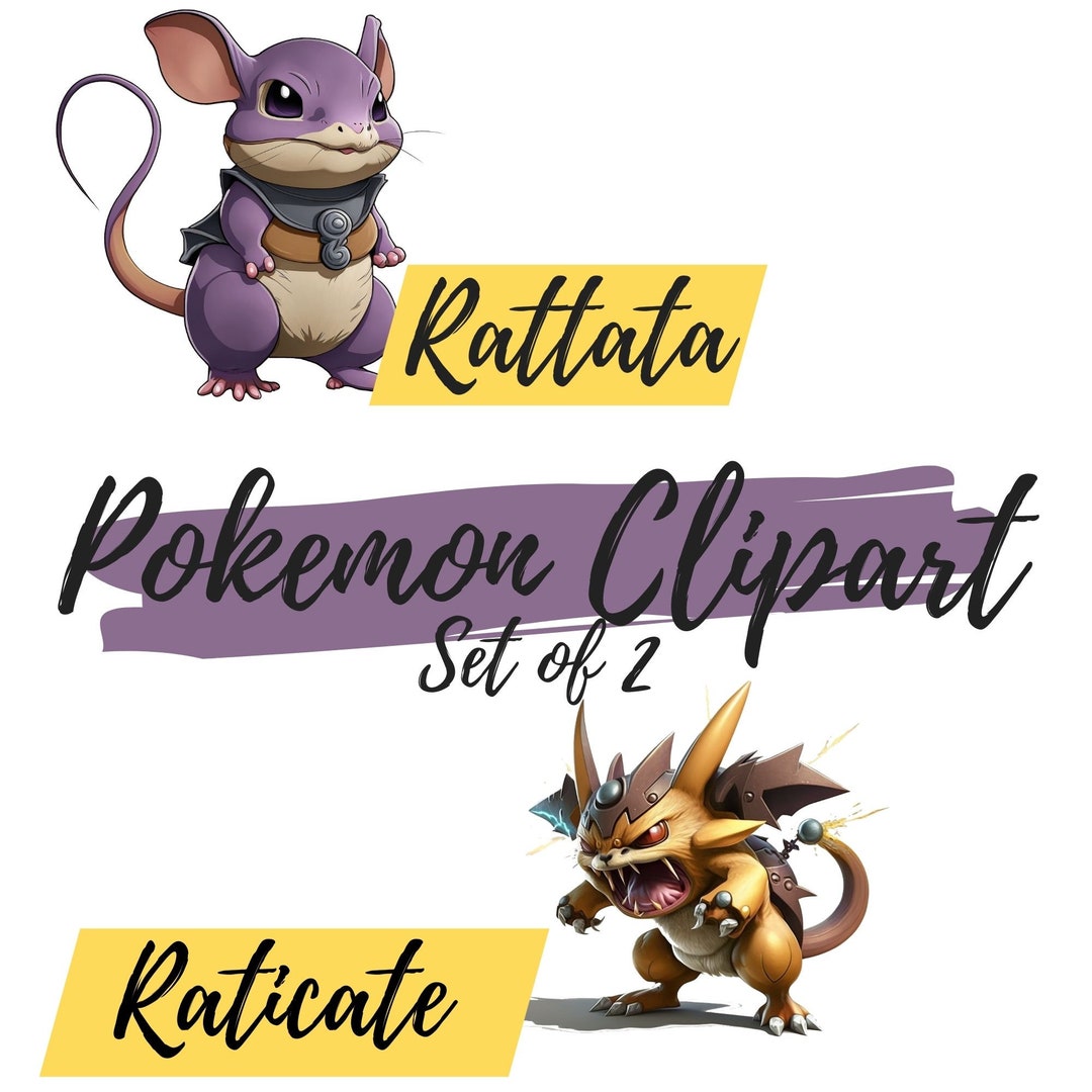 Pokemon Clipart, Set of 2, Rattata, Raticate. - Etsy