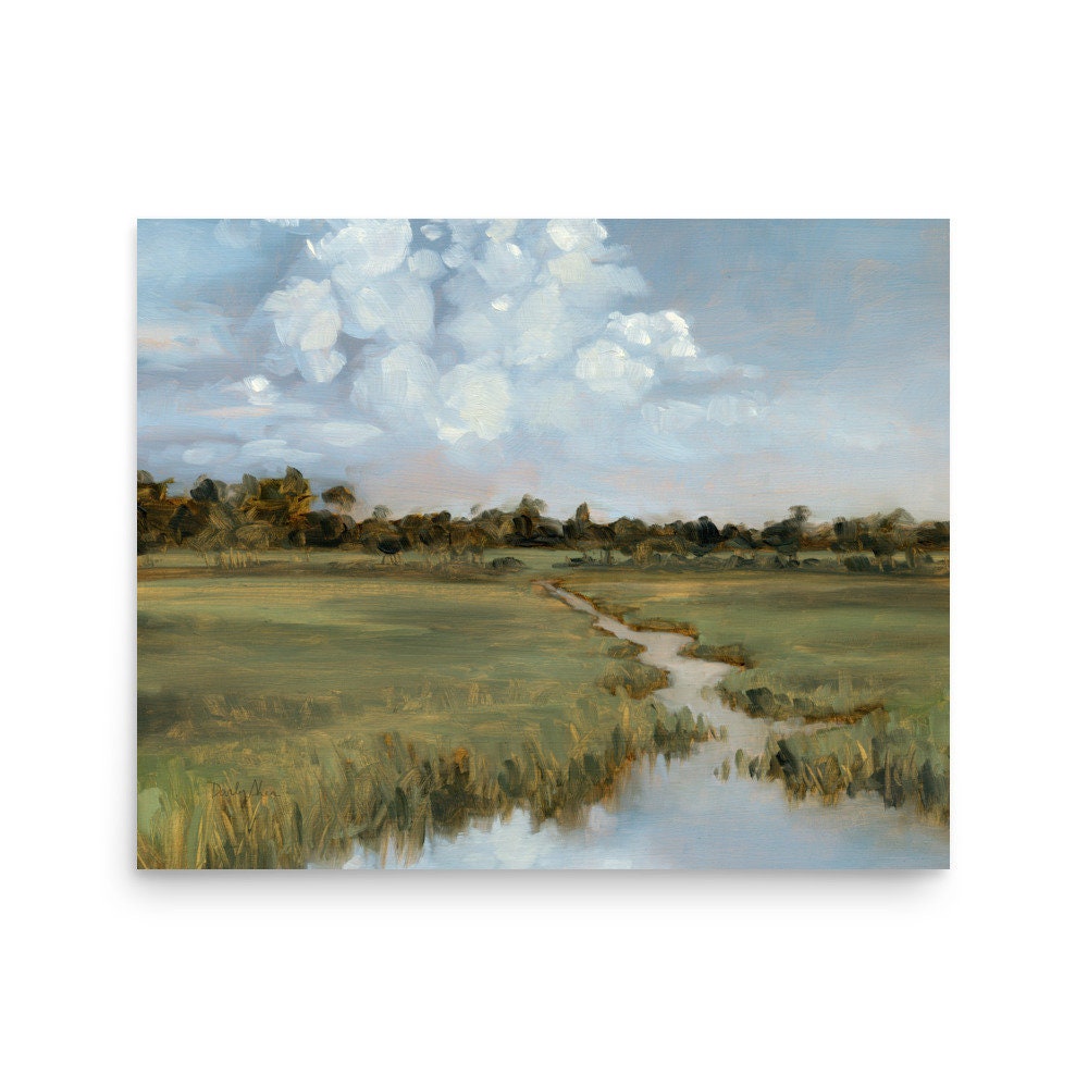 Marsh Painting Print, Landscape Oil Painting Print, River Painting ...
