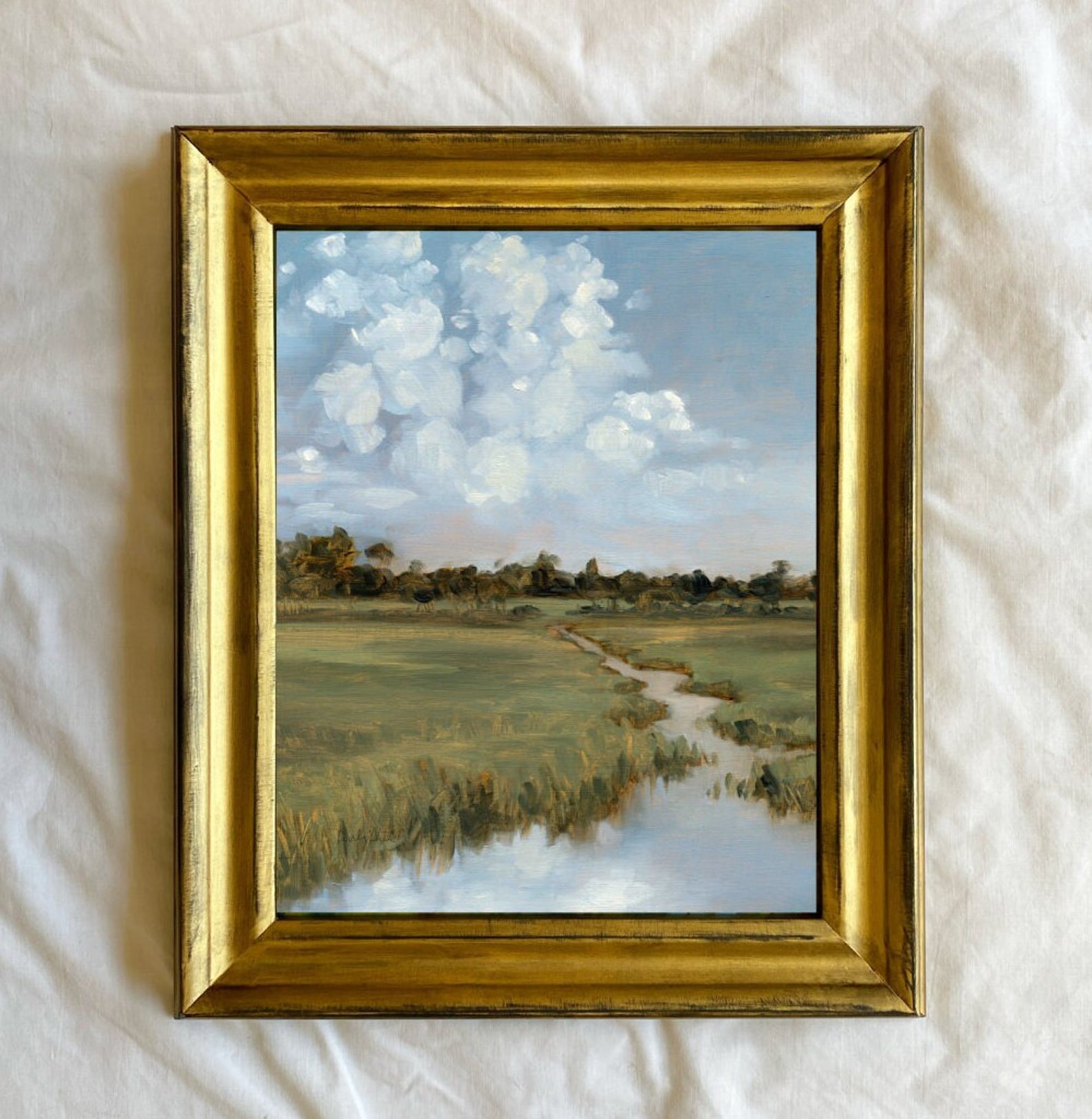 Marsh Painting Print, Coastal Art, Landscape Oil Painting Print, Blue ...
