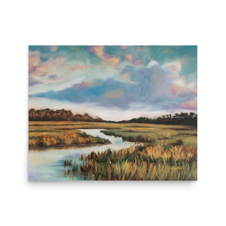 Marsh Painting Print, Landscape Oil Painting Print, Oil Painting Print ...