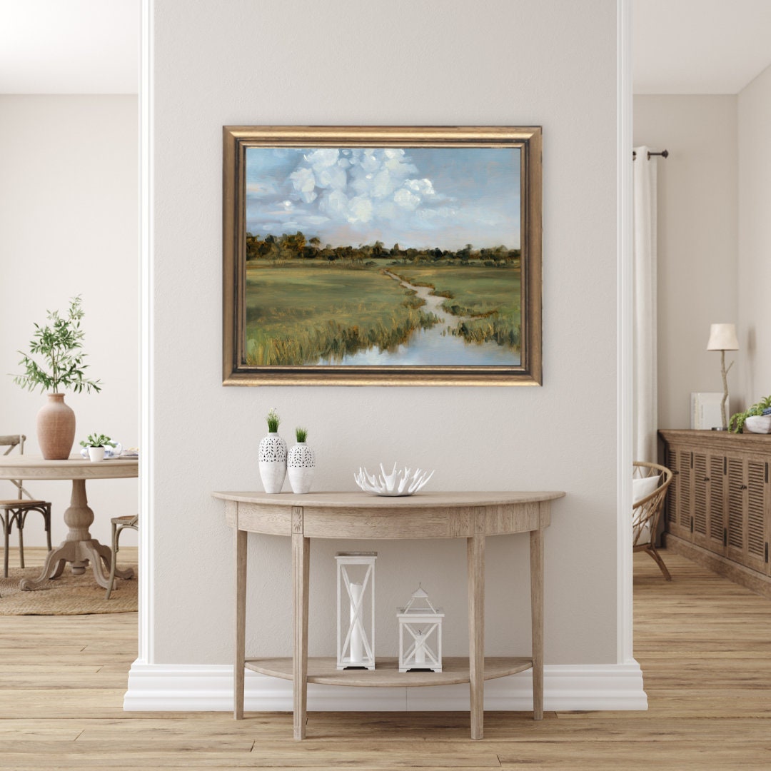 Marsh Painting Print, Landscape Oil Painting Print, River Painting ...