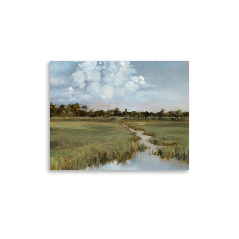Marsh Painting Print, Landscape Oil Painting Print, River Painting ...