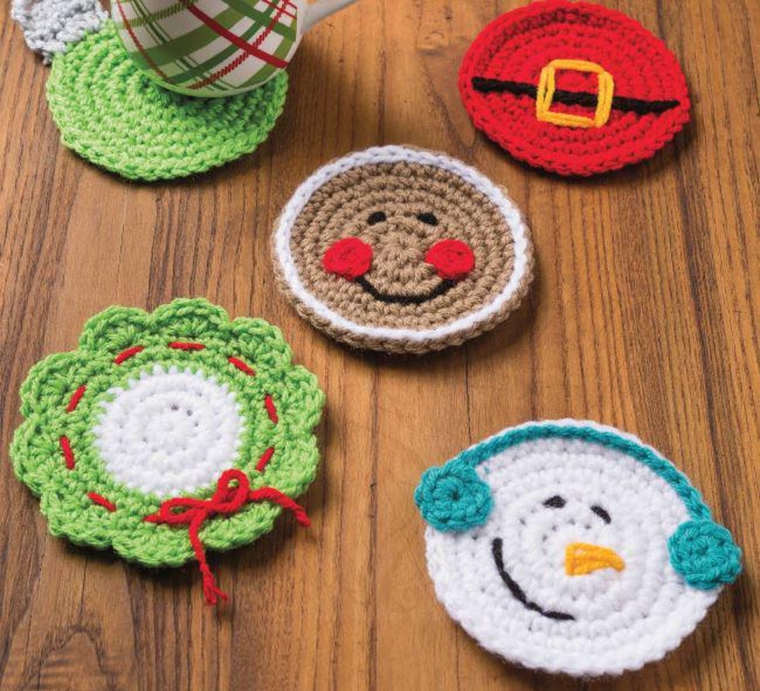 CROCHET PATTERN, Christmas Coasters Crochet Vintage Pattern, Snowman ...