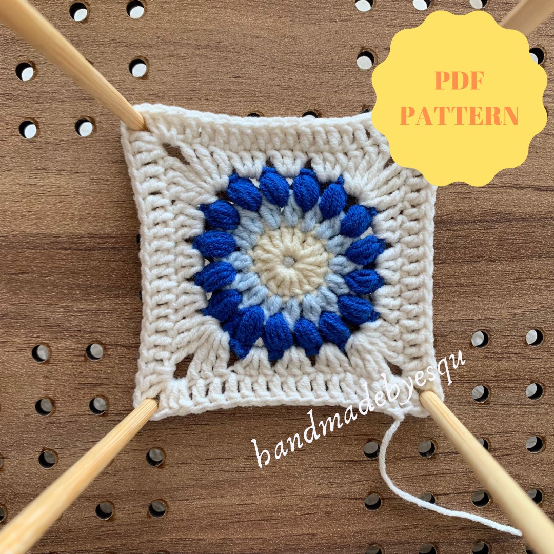 CROCHET PATTERN, Sunburst Square Pattern, Crochet Granny Square Pattern ...