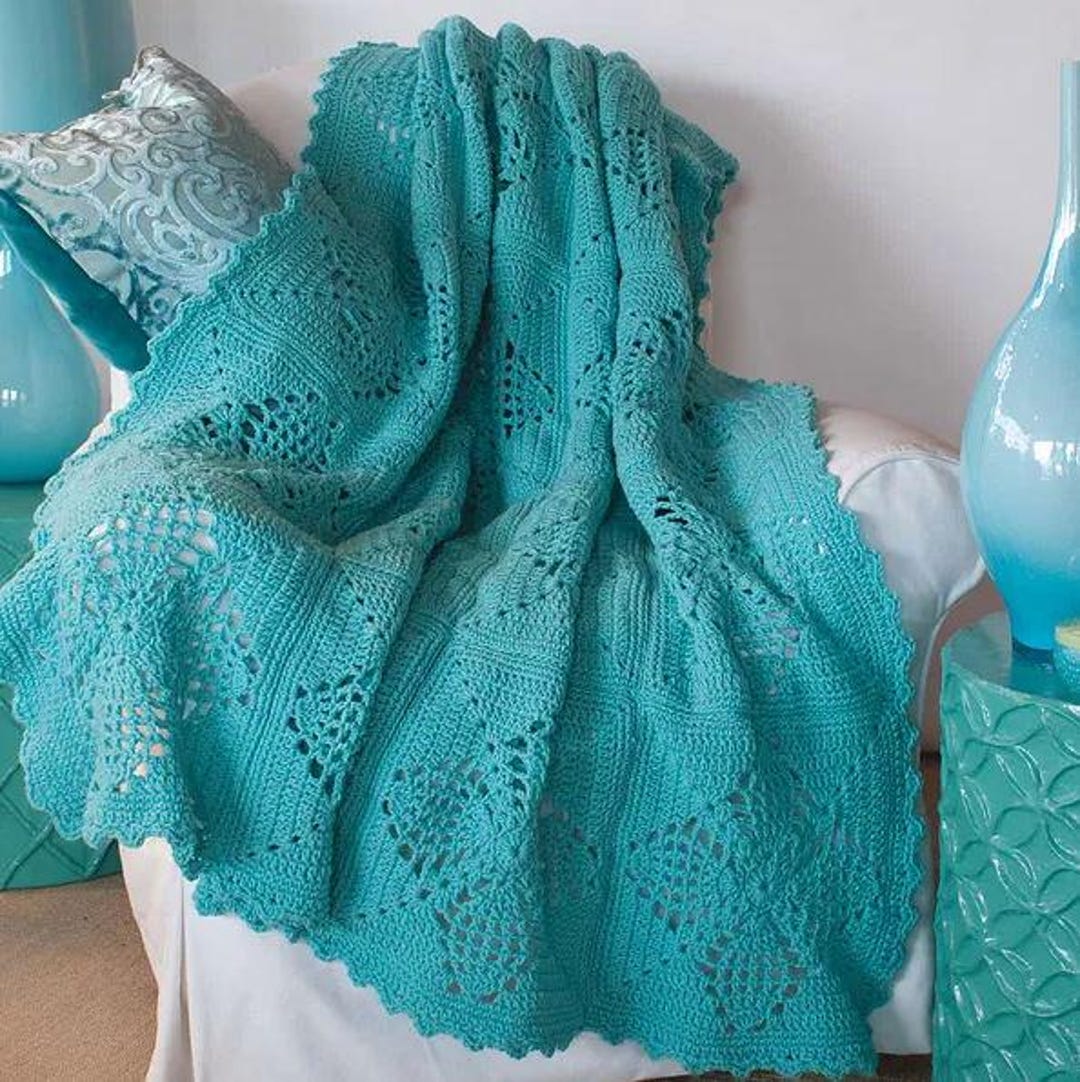 CROCHET PATTERN, Pineapple Squares Afghan Pattern, Vintage Crochet ...