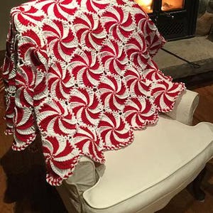 CROCHET PATTERN, Peppermint Throw, Peppermint Candy Cane Afghan Crochet ...