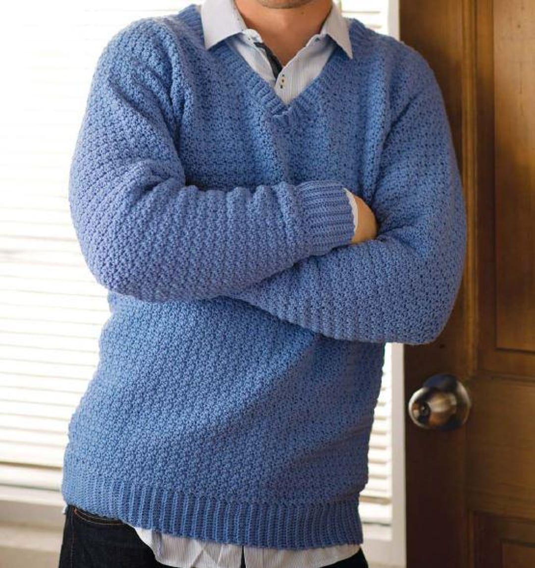 CROCHET PATTERN, Men's Sweater Crochet Pattern, Men's Pullover Crochet ...