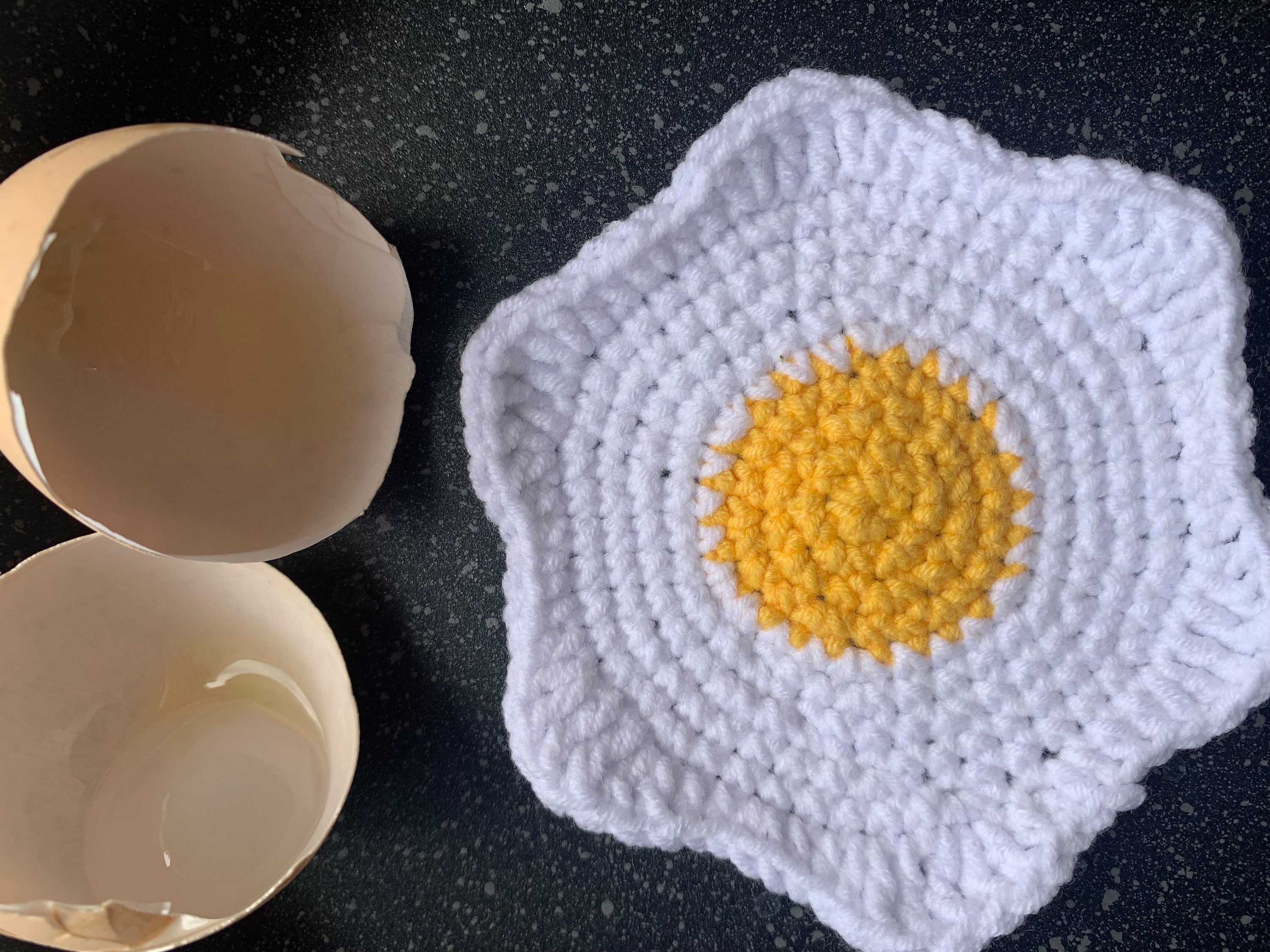 CROCHET PATTERN, Fried Egg Coaster, Sunny Side up Egg, Farmhouse Decor ...