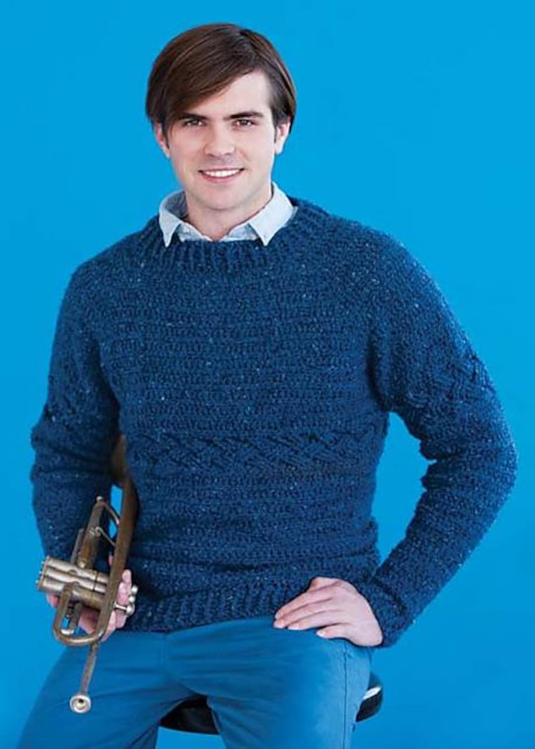CROCHET PATTERN, Men's Sweater Crochet Pattern, Men's Pullover Crochet ...