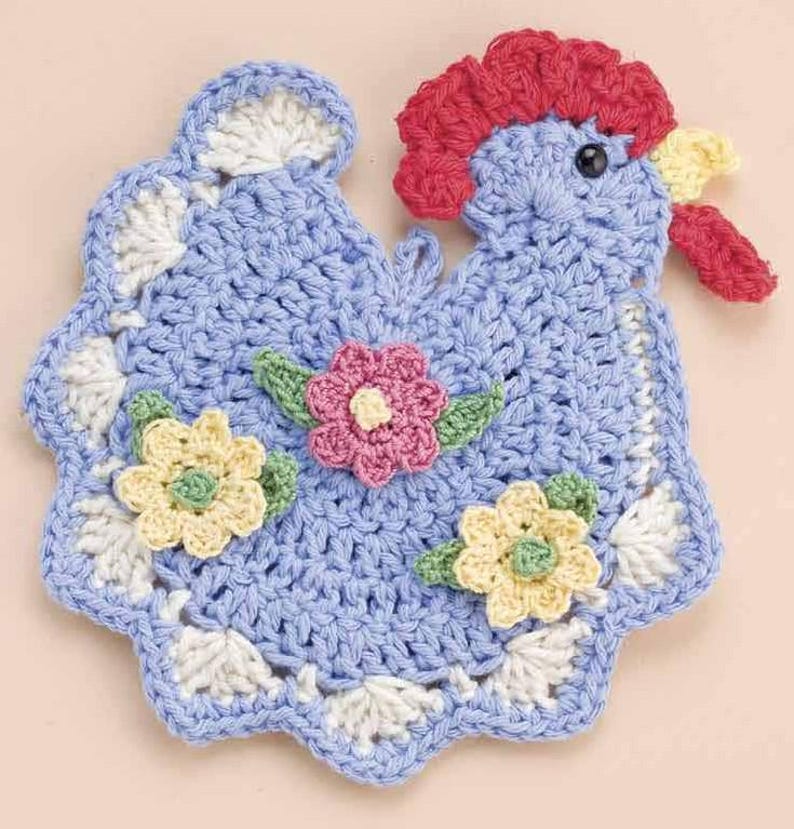 CROCHET PATTERN, Farmhouse Chicken Potholder Pattern, Instant Digital ...