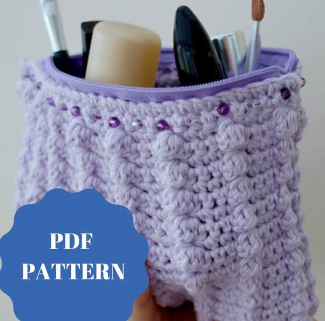 CROCHET PATTERN, Beaded Crochet Makeup Bag Pattern, Crochet Make up Bag ...