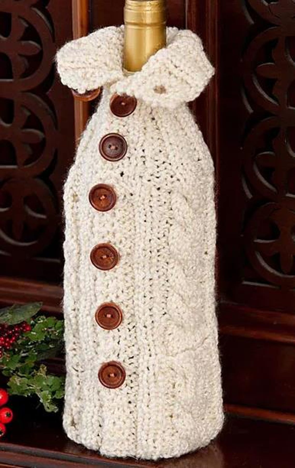 KNITTING PATTERN, Knitted Wine Cozy Pattern, Wine Bottle Holder ...