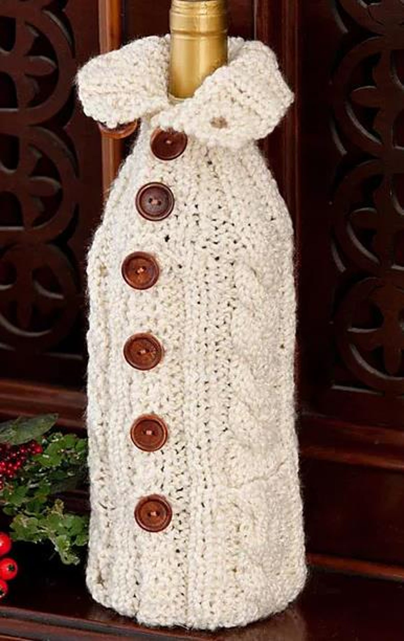 KNITTING PATTERN, Knitted Wine Cozy Pattern, Wine Bottle Holder ...