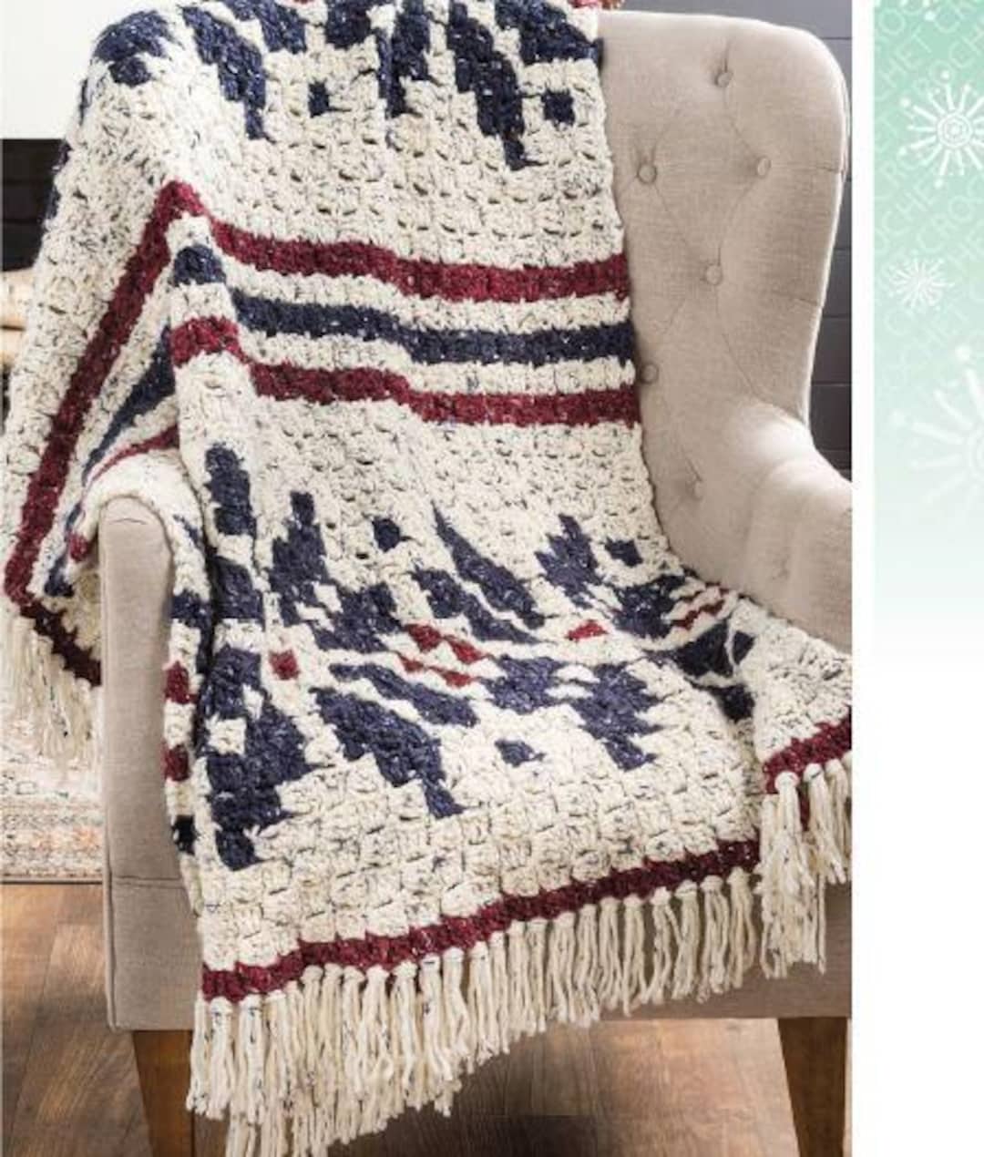 CROCHET PATTERN, Nordic Christmas Blanket Pattern, Nordic Throw Blanket ...