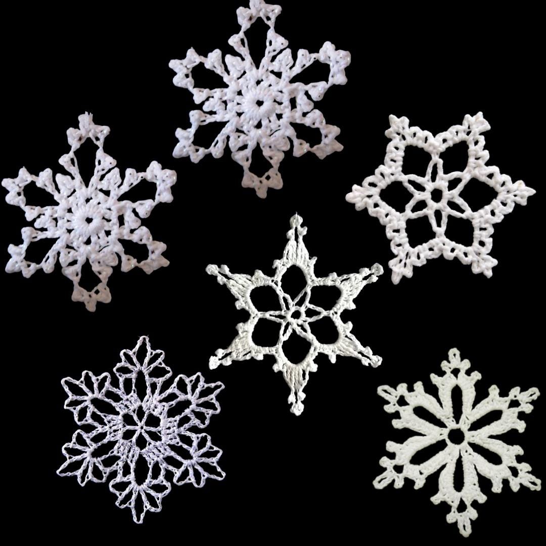 CROCHET PATTERN, Crochet Snowflake Appliques, 6 in 1, Snowflake ...