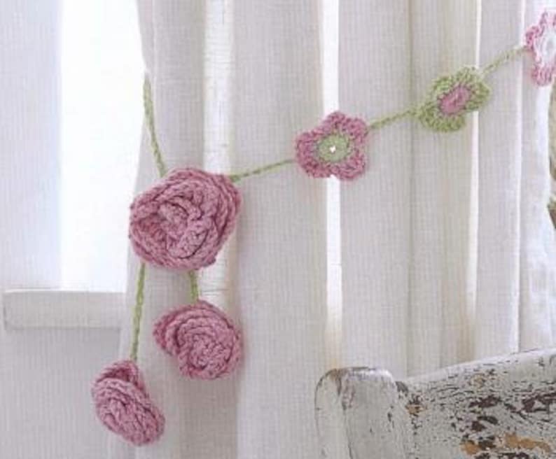 CROCHET PATTERN, Floral Curtain Tie Back, Home Decoration Pattern ...