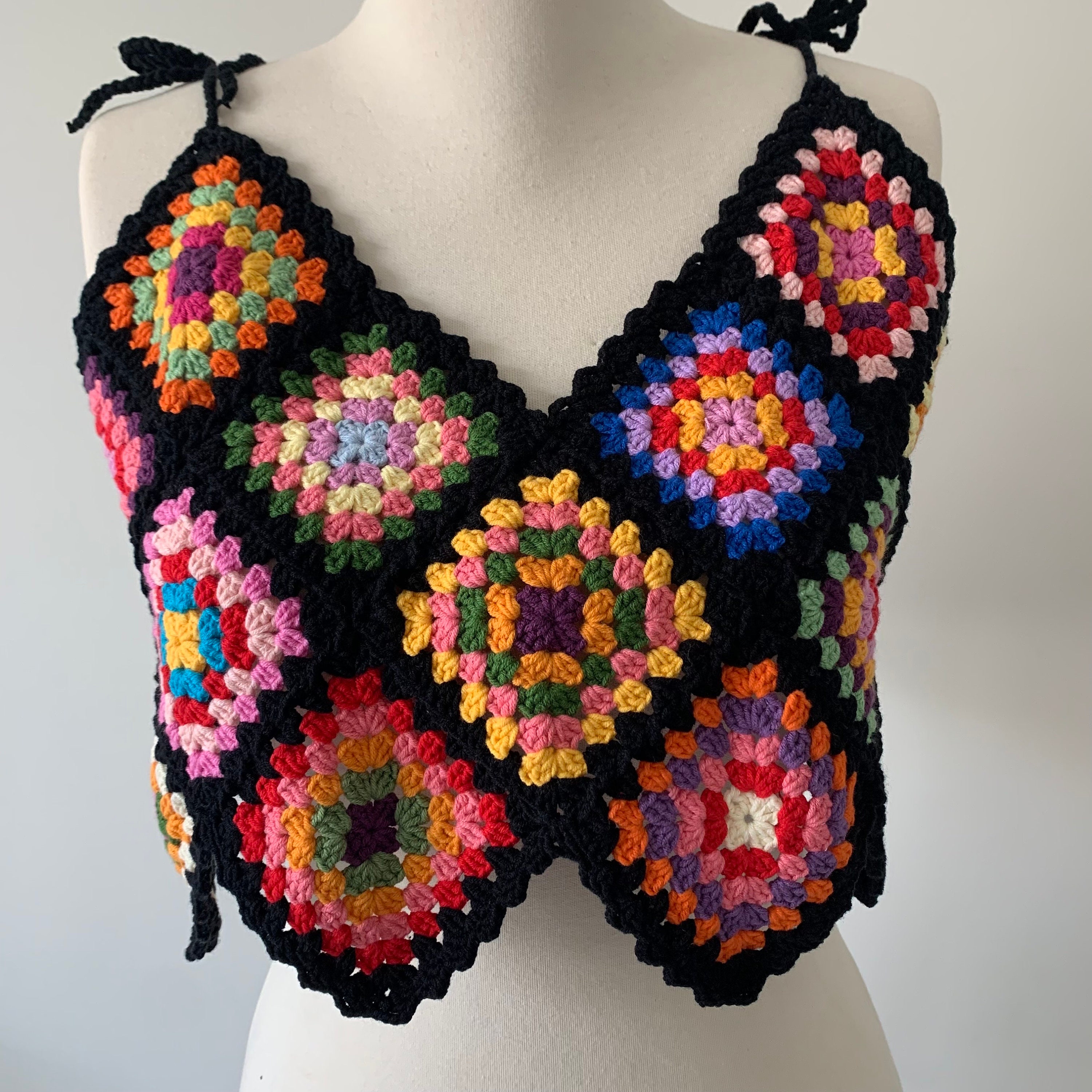 Granny Square Top, Crochet Crop Top, Handmade Top, Crochet Bikini Top ...