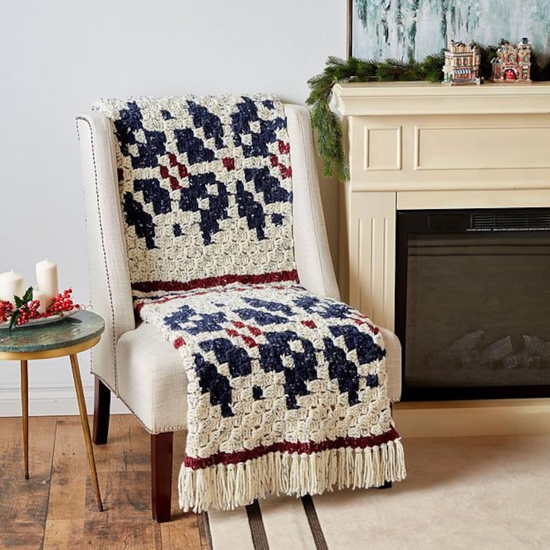 CROCHET PATTERN, Nordic Christmas Blanket Pattern, Nordic Throw Blanket ...