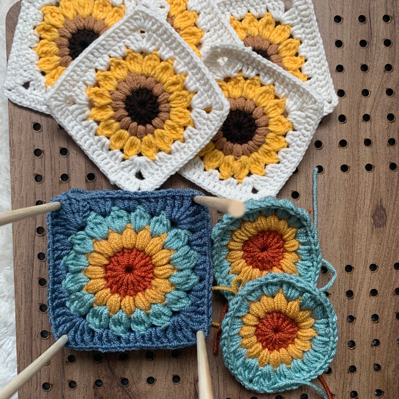 CROCHET PATTERN, Sunflower Granny Square Pattern, Sunflower Square ...